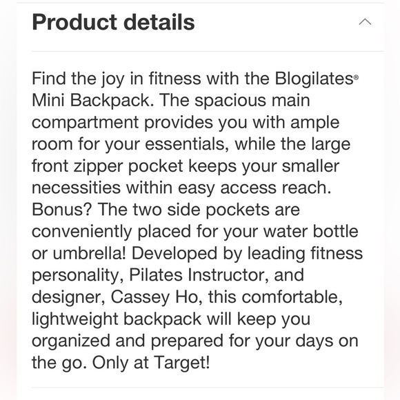 BLOGILATES | Bags | Blogilates Nwt Mini Backpack W Large Front Zipper ...